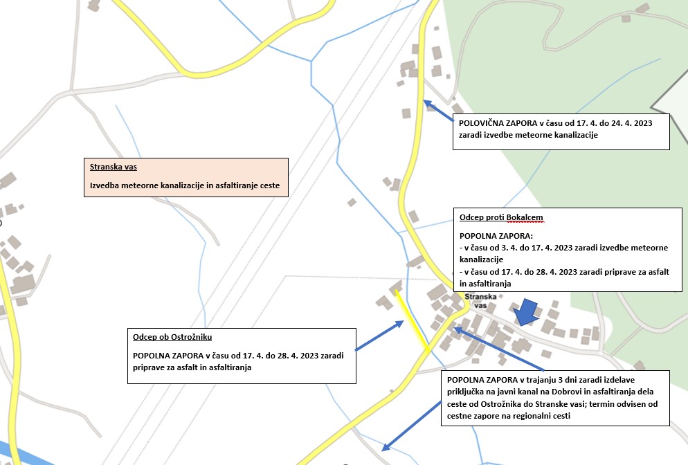 Obvestilo o zaporah ceste v Stranski vasi - dobrova-polhovgradec.si